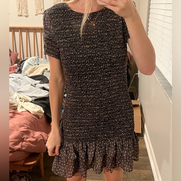 Dresses | Nwt Fully Body Ruched Floral Dress Ruffle Bottom | Poshmark